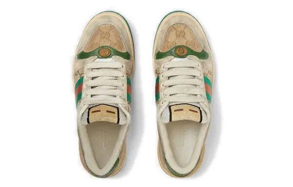 Gucci Screener Distressed Sneakers - Cream