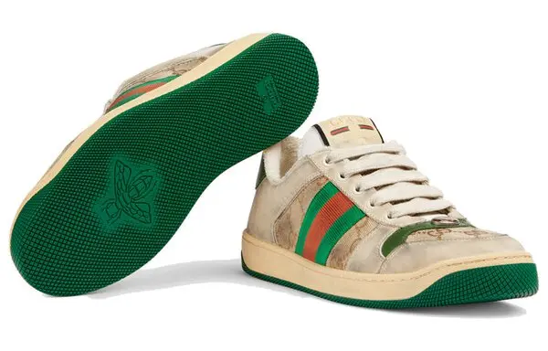 Gucci Screener Distressed Sneakers - Cream