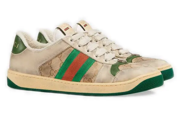 Gucci Screener Distressed Sneakers - Cream