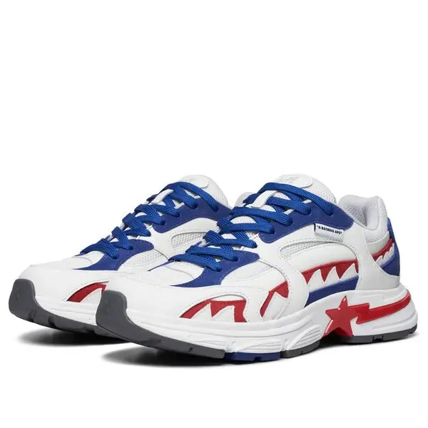 A BATHING APE Shark Sta 'uk' Sneakers - White/blue/red