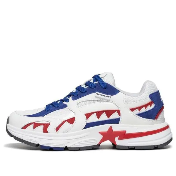 A BATHING APE Shark Sta 'uk' Sneakers - White/blue/red