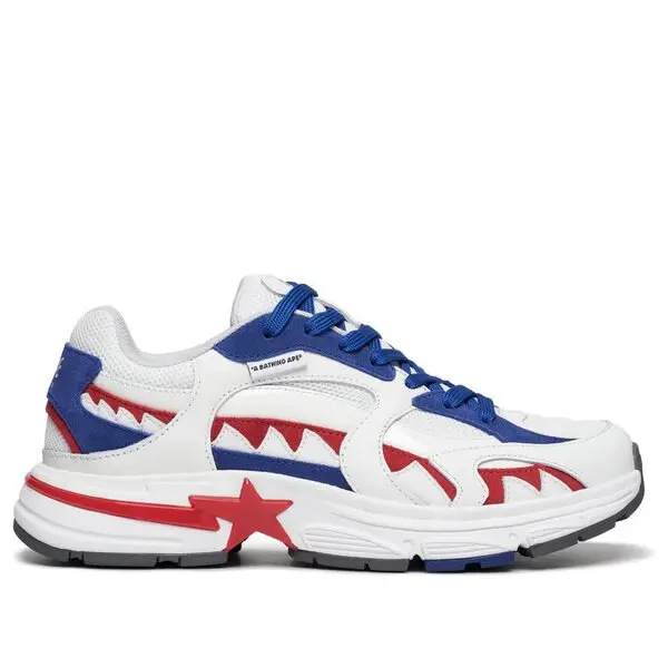 A BATHING APE Shark Sta 'uk' Sneakers - White/blue/red