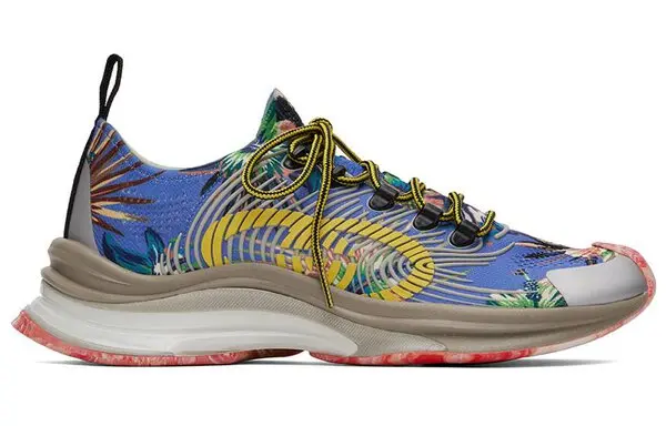 Gucci Run Sneakers With Floral And Marble Detailing