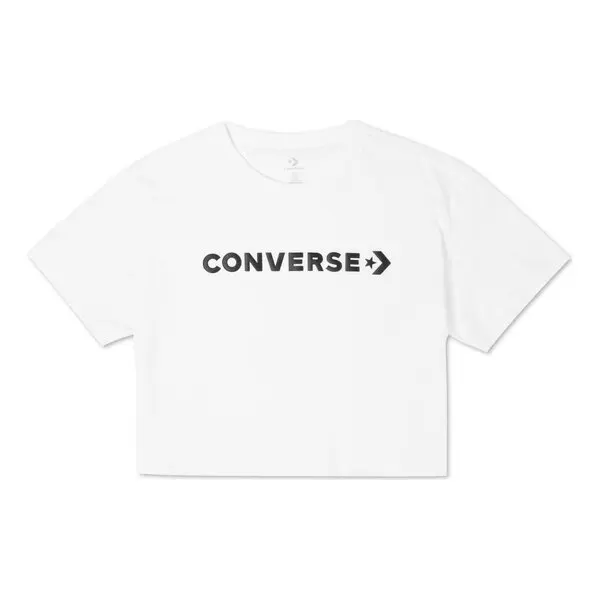 CONVERSE Puff Wordmark T-shirt Asia Sizing 'white Black - White/black