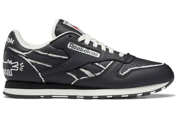 REEBOK Keith Haring X Classic Leather "dog Blackboard Chalk Drawing" Sneakers