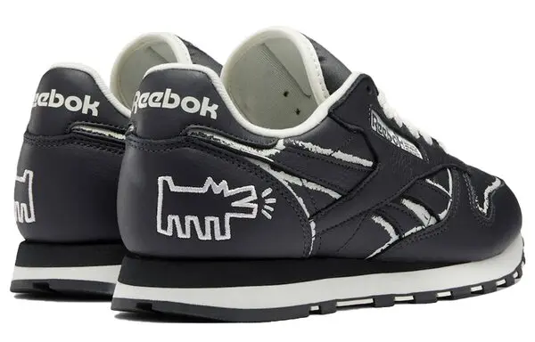 REEBOK Keith Haring X Classic Leather "dog Blackboard Chalk Drawing" Sneakers