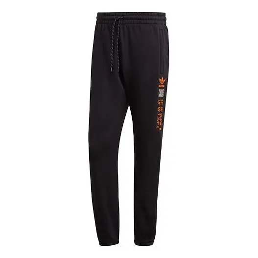 Adidas Originals Adv Logo Sp Logo Printing Casual Bundle Feet Sports Pants - Black