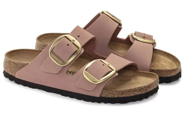 BIRKENSTOCK Arizona Big Buckle Nubuck Leather Sandals - Pink