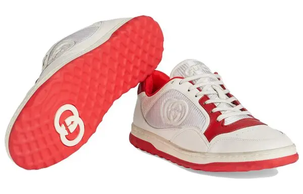 Gucci Mac80 Embroidered Sneakers - Off White/red