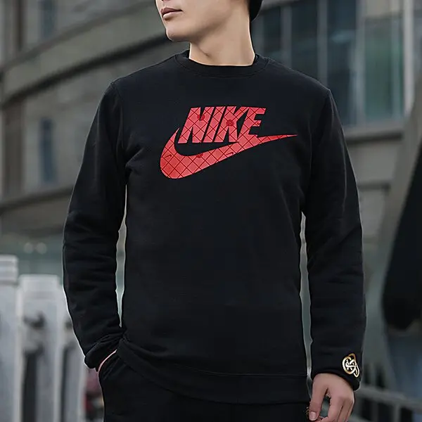 Nike Black Long Sleeve Crewneck With Large Logo