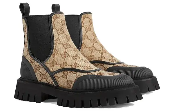 Gucci Casual Style Leather Logo Boots