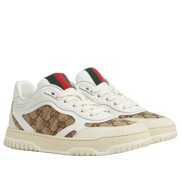 Gucci Re-web Gg Canvas Sneakers - Beige/ebony
