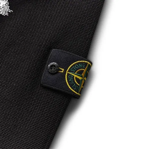 Stone Island Logo Patch Chunky Knit Jumper - Black