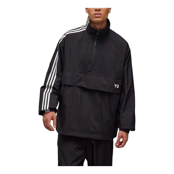 Adidas Y-3 3-stripes Nylon Shell 1/2 Zip Jacket - Black