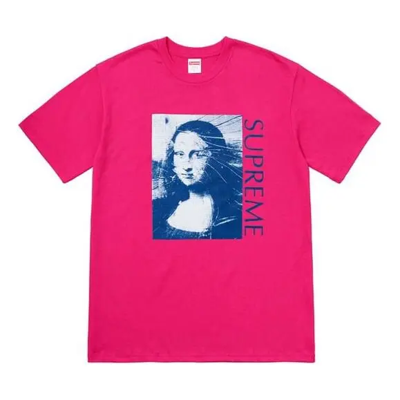Supreme Ss18 Mona Lisa Tee Hot Pink Printing Short Sleeve Red - Rose