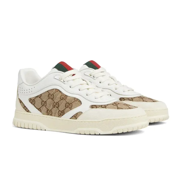 Gucci Re-web Gg Canvas Sneakers - White/beige/ebony