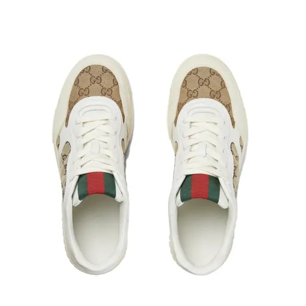 Gucci Re-web Gg Canvas Sneakers - White/beige/ebony