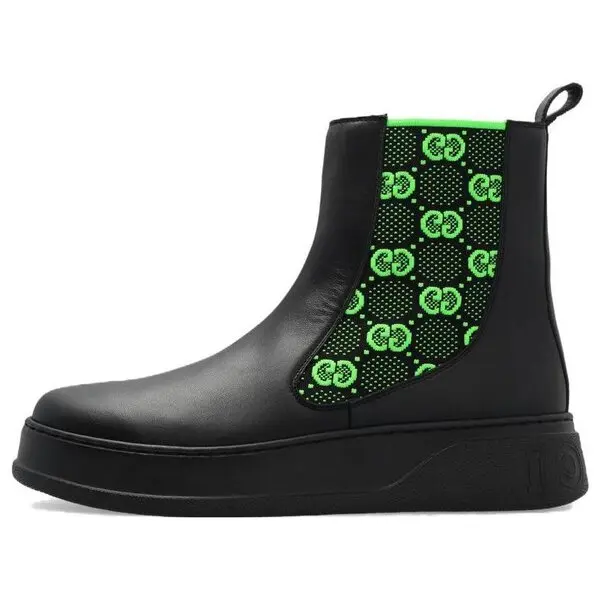 Gucci Gg Leather Ankle Boots - Black
