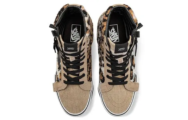 VANS Sk8-hi Cap Mid-top Sneakers With Leopard Print Detailing - Brown/black