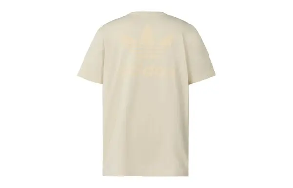 Adidas Originals Solid Color Logo Round Neck Short Sleeve Creamy White