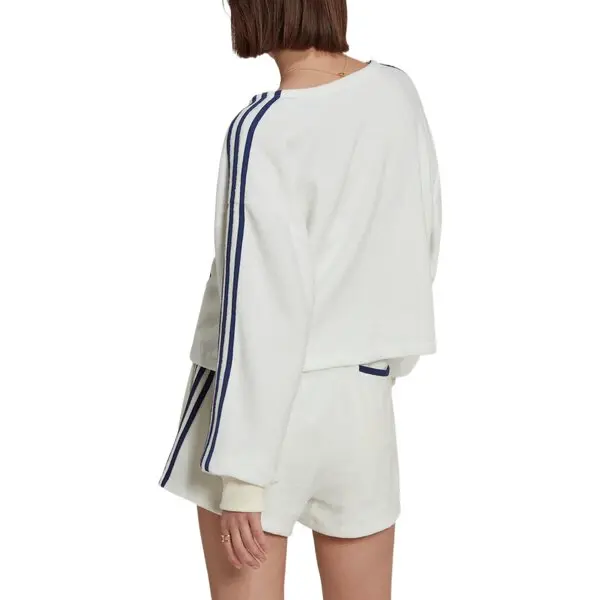 Adidas Terry Cropped Zip-up Sweatshirt With Contrast Detailing