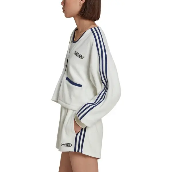 Adidas Terry Cropped Zip-up Sweatshirt With Contrast Detailing