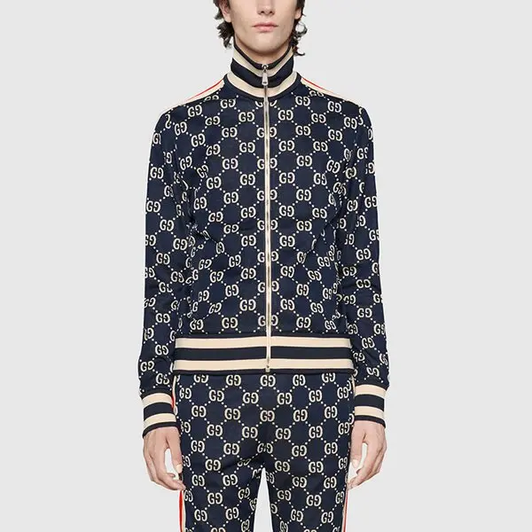 Gucci Classic Gg Cotton Jacquard Zipper Jacket