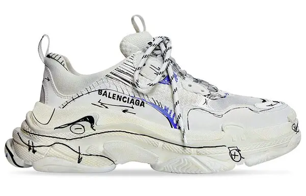 Balenciaga Triple S Sneakers - White/blue