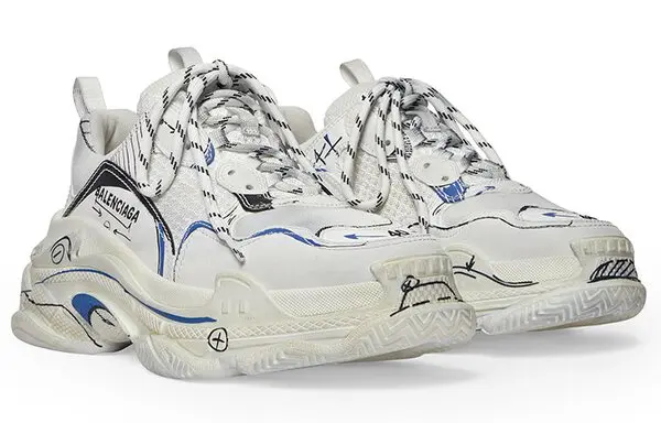 Balenciaga Triple S Sneakers - White/blue