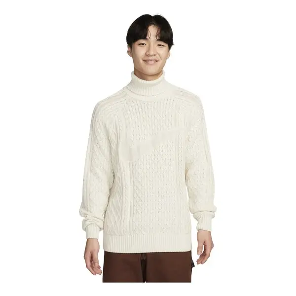 Nike Cable Knit Turtleneck Sweater - Beige