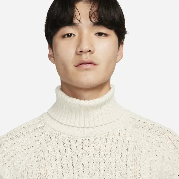 Nike Cable Knit Turtleneck Sweater - Beige