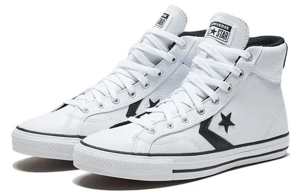 CONVERSE Star Player Leather High Top Sneakers - White/black
