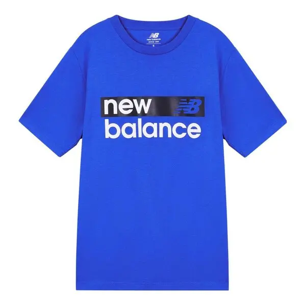 NEW BALANCE Classic Core Graphic Short Sleeve T-shirt Asia Sizing 'blue White - Blue/white/black