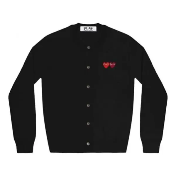 Play Comme Des Garcon Cardigan With Double Emblem Detail - Black