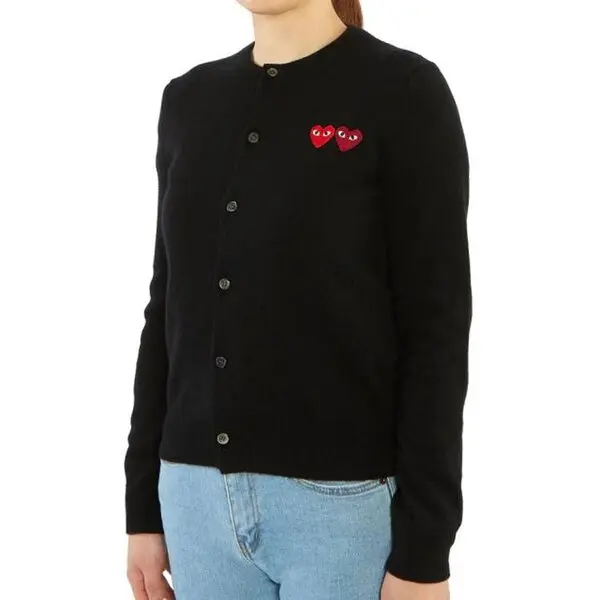 Play Comme Des Garcon Cardigan With Double Emblem Detail