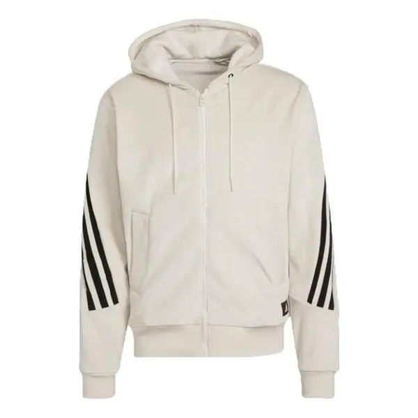 Adidas Velvet Hooded Logo Jacket - Beige