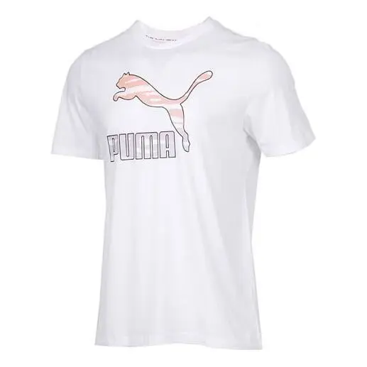 PUMA Chest Large Logo Printing Short Sleeve - White