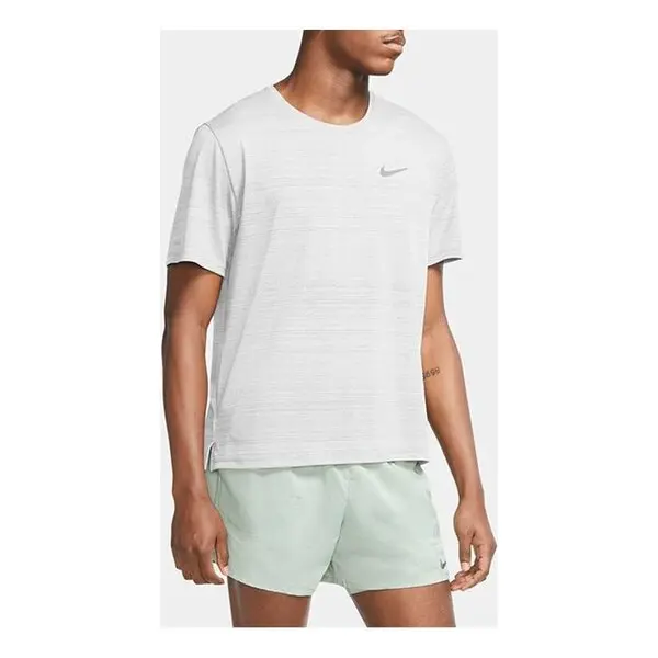 Nike Dri-fit Miler Running Short Sleeve Top - White