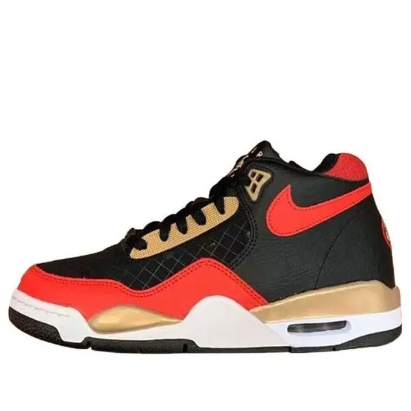 Nike Flight Legacy Mid Top Basketball Sneakers - Black/red/gold