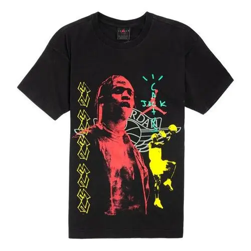 JORDAN X Travis Scott Ts Hot Blood Basketball Print T-shirt - Black