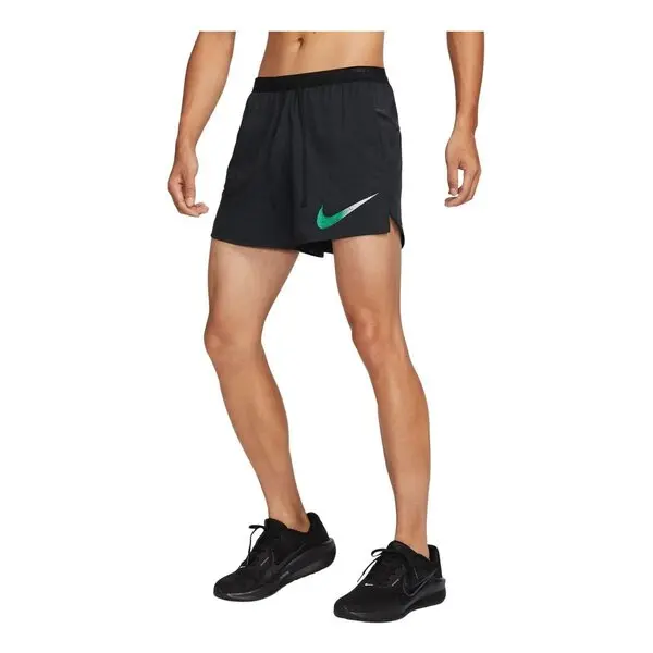 Nike Stride Dri-fit Running Shorts - Black/black/stadium Green