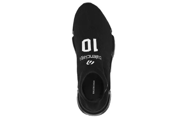 Balenciaga Speed Lt Soccer Sponsor Logo Sock Sneakers - Black/white