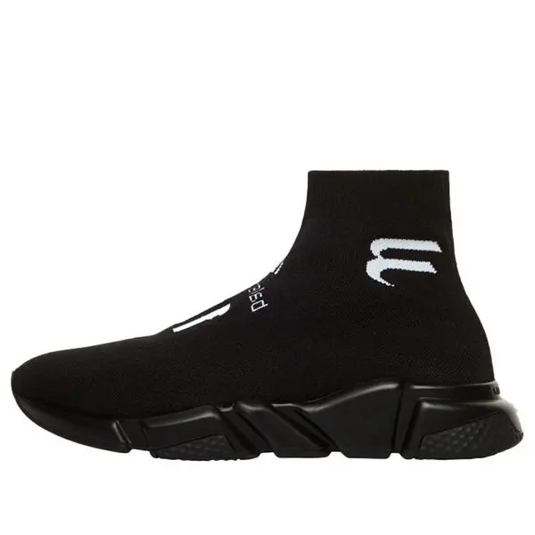 Balenciaga Speed Lt Soccer Sponsor Logo Sock Sneakers - Black/white
