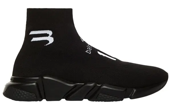 Balenciaga Speed Lt Soccer Sponsor Logo Sock Sneakers - Black/white