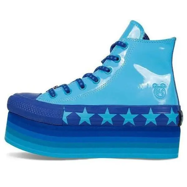 CONVERSE X Miley Cyrus Chuck Taylor All Star Platform Faux Patent Hi Sneakers - Blue