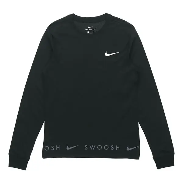 Nike Swoosh Casual Sports Crew-neck Long Sleeve - Black