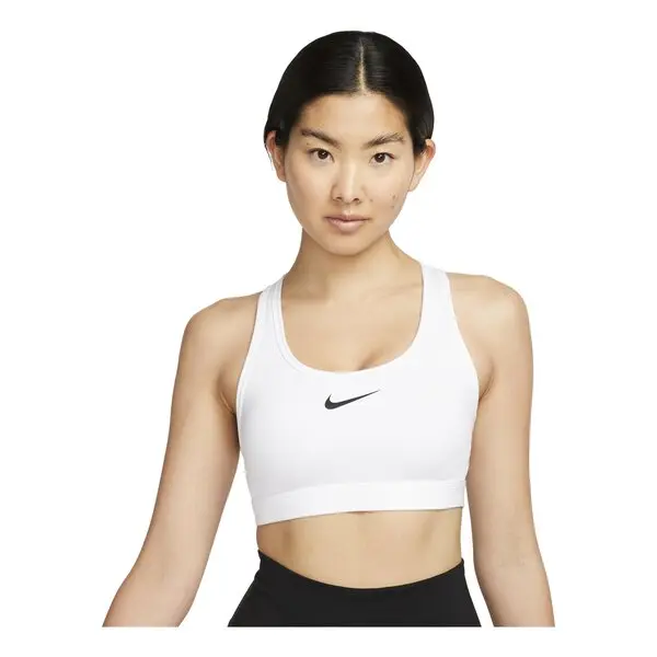 Nike Swoosh Medium Support Sports Bra 'white - White/black