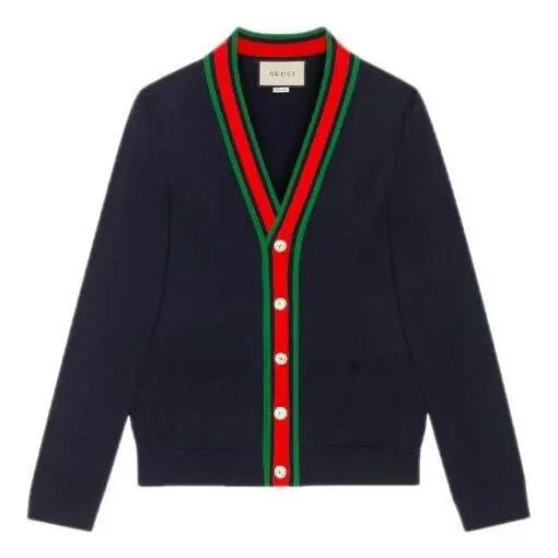 Gucci Knit Wool Cardigan - Navy