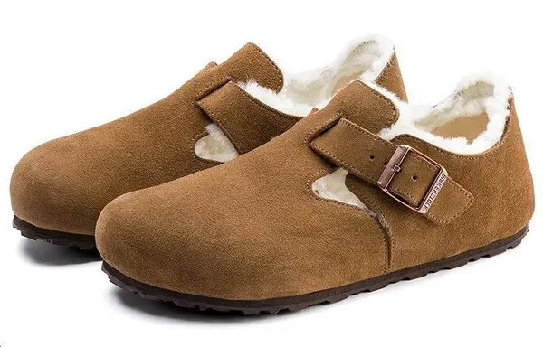 BIRKENSTOCK London Shearling Suede Leather Clogs