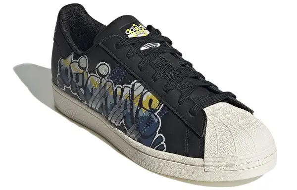 Adidas Originals Superstar "graffiti" Low Top Sneakers - Black/blue/white